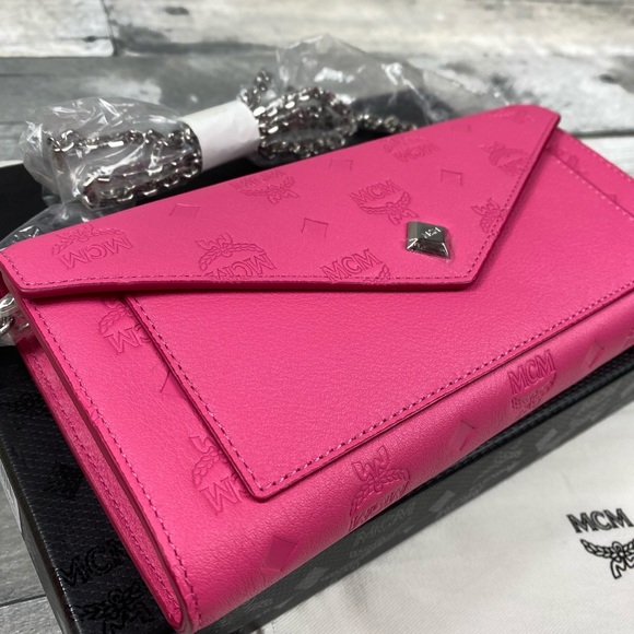 MCM | Bags | Mcm Large Wallet Crossbody Two Fold Pink Purse | Poshmark